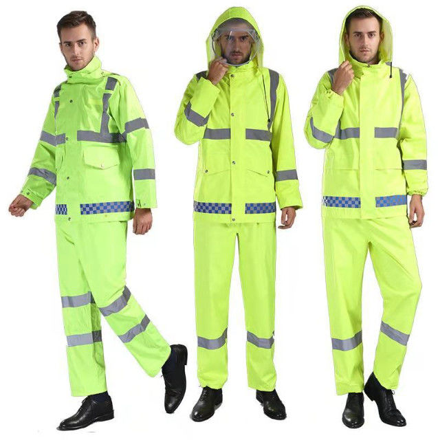 Fluorescent Green Outdoor Traffic Duty Flood Control Emergency Raincoat ...