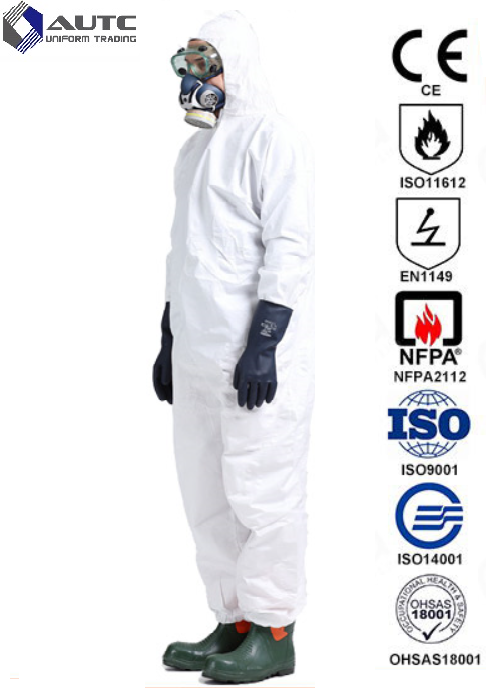PE Laminated PPE Safety Wear , Chemical Resistant Coveralls With SMS ...
