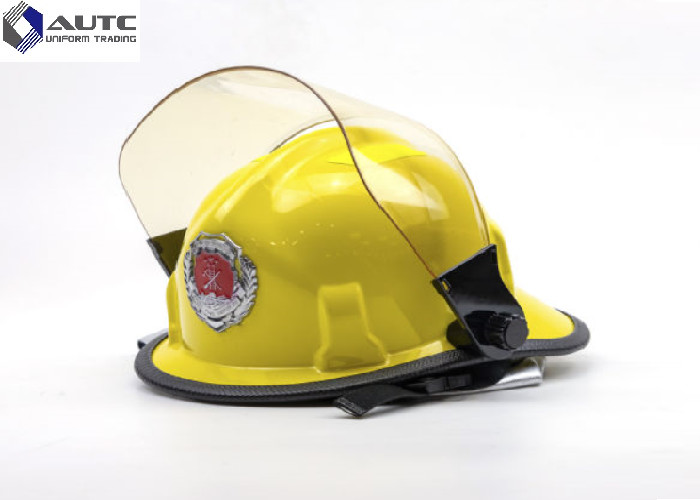 Fire Construction Safety Helmets Face Shield Yellow Polyamine Flame ...
